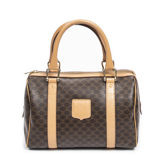 Céline | Bags | Celine Mini Boston Bag In Brownbeige Macadam Coated ...